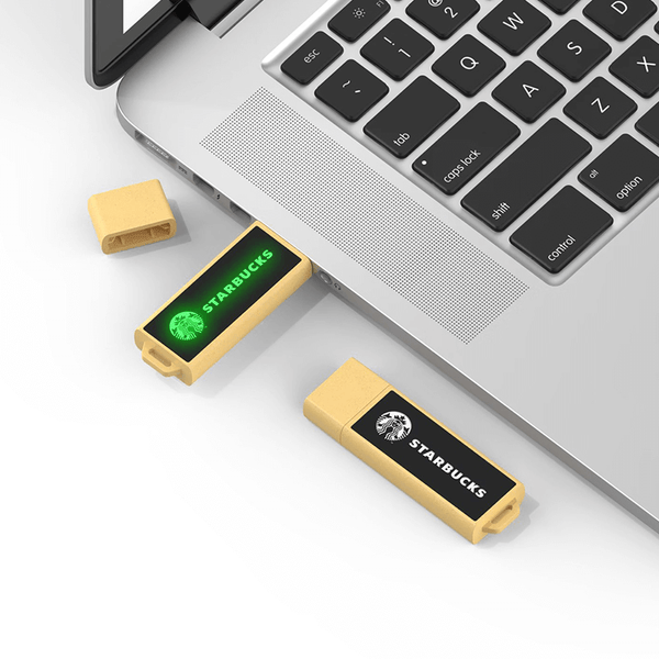 Wooden USB Drive With LED Logo Corporate Gift - GiftStore.sg