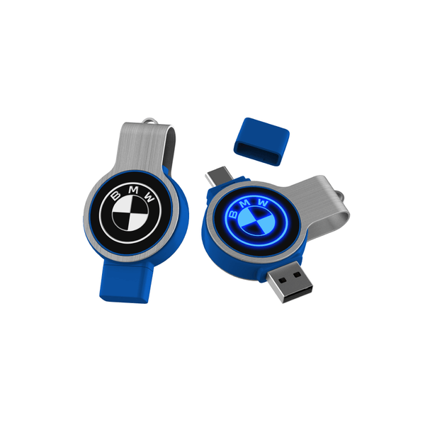 Round Swivel USB OTG Flash Drive with LED Logo | gifts shop