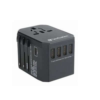Home Verbatim 65686 4 USB and 1 Type C Ports Travel Adapter